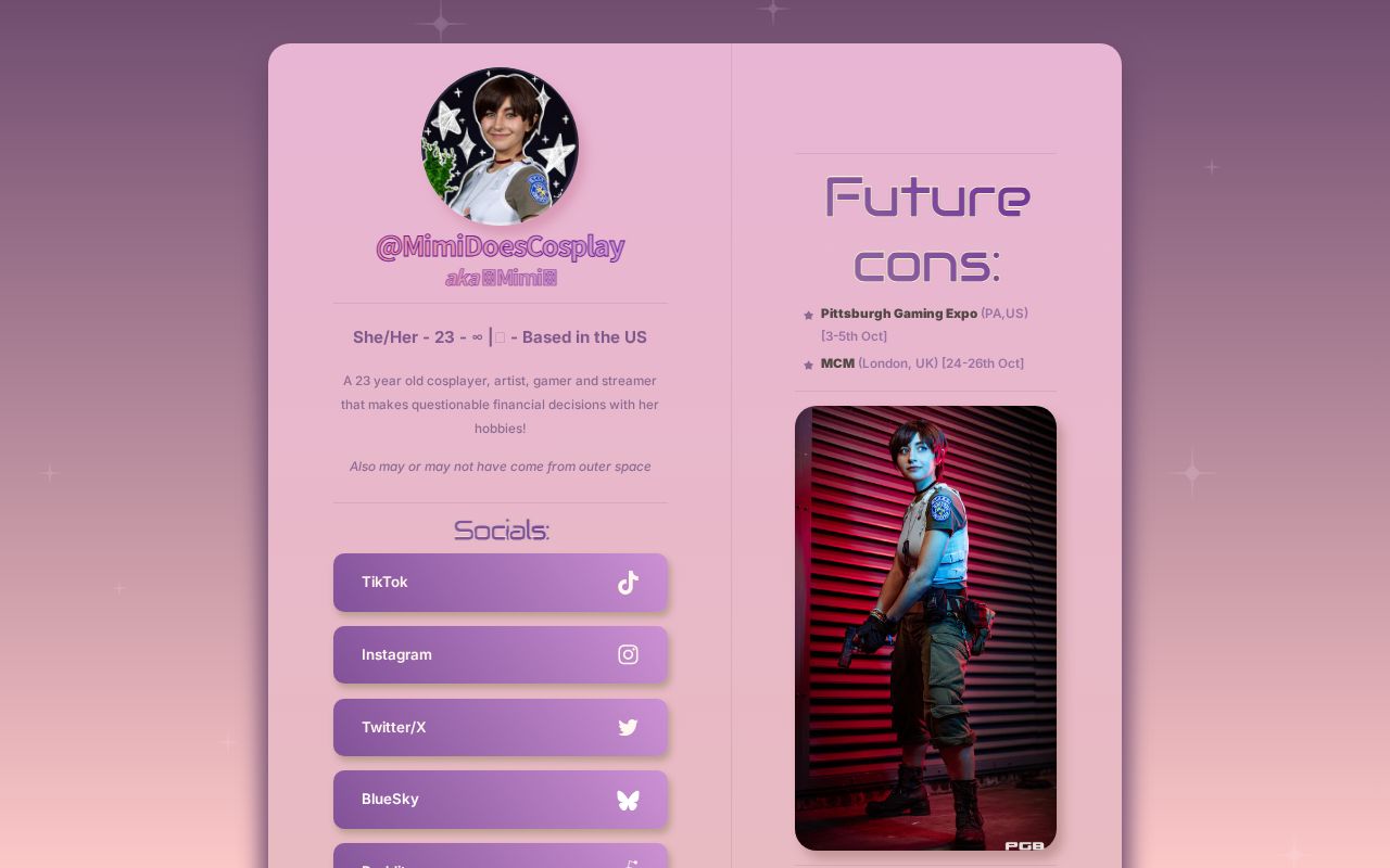 MimiDoesCosplay's Carrd